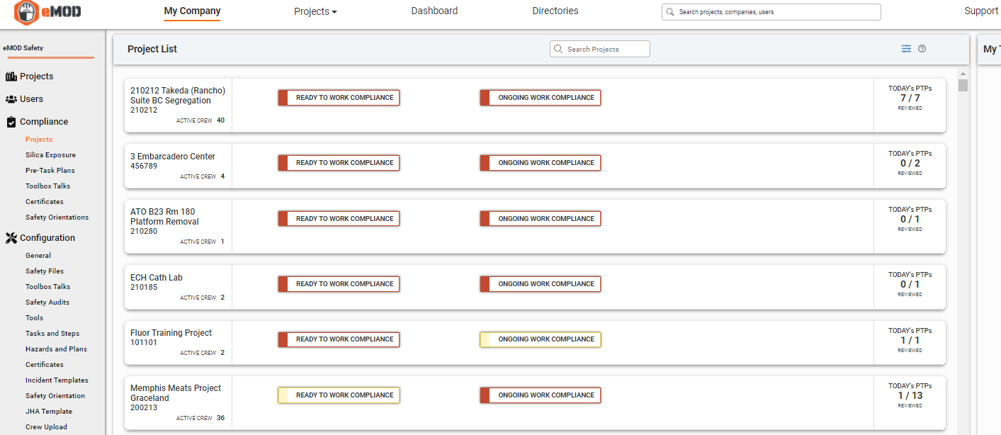 Web Home Page - Project Cards and My Tasks – Help Center